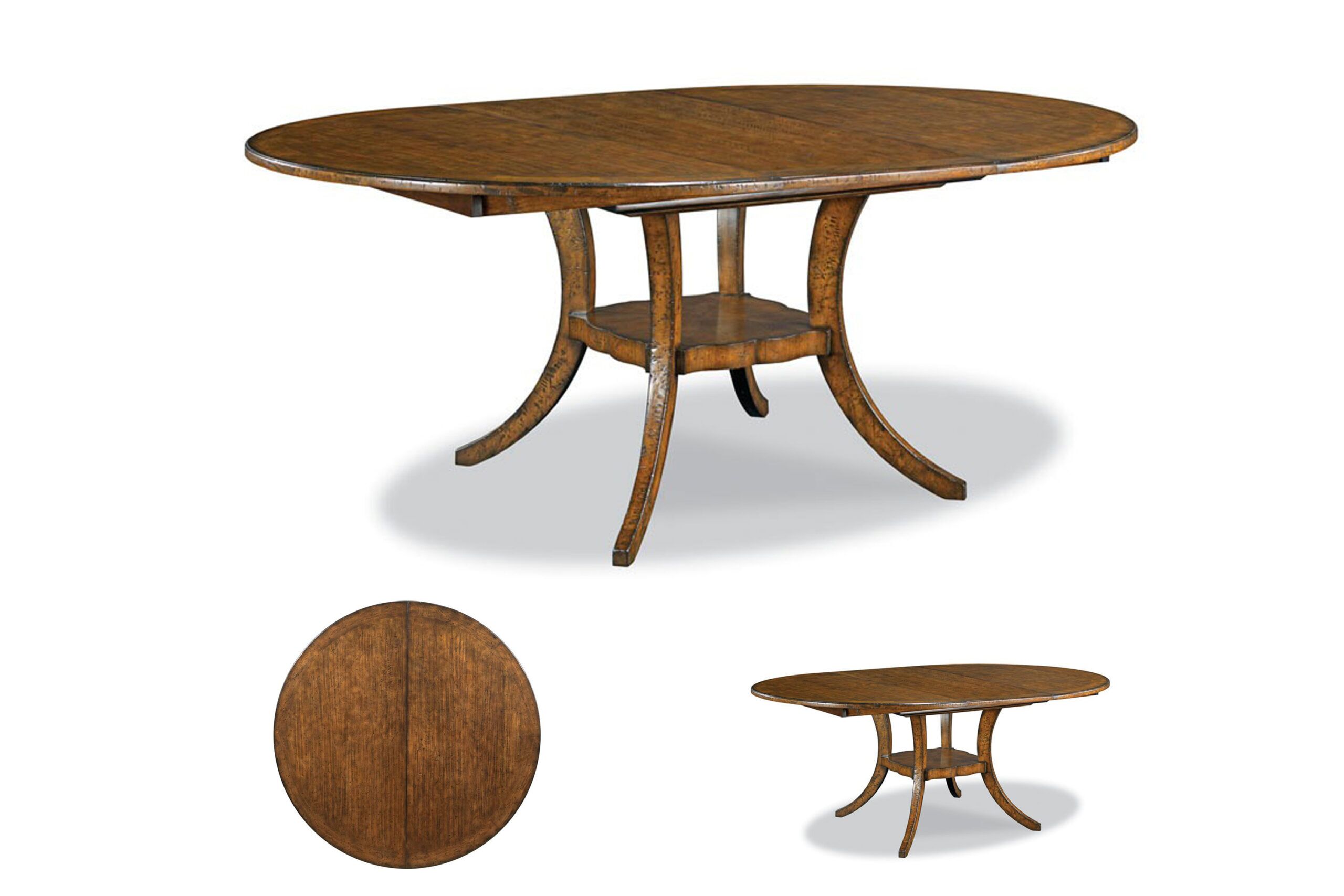 54 to 90 inch Cherry Planked Round to Oval Dining Table on Saber Leg ...