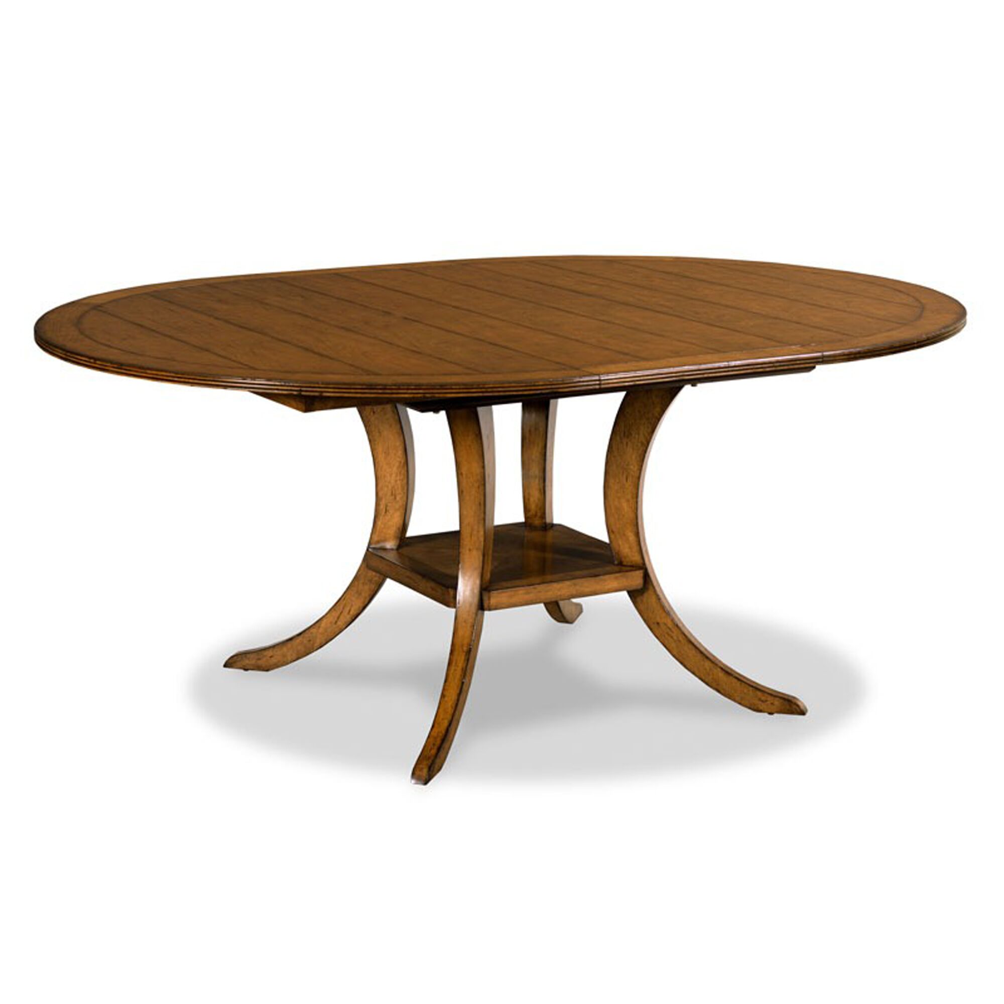 54-90 inch Round to Oval Planked Walnut Dining Table for Casual Country ...