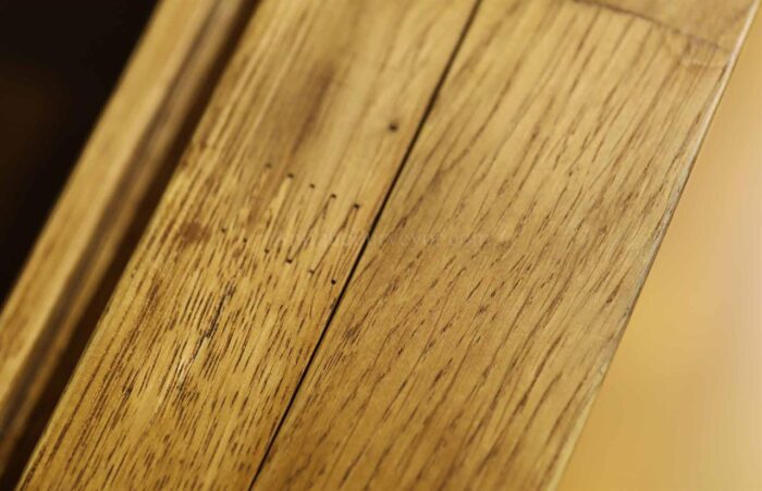 Round to oval dining table in dark walnut finish, with self-storing ...