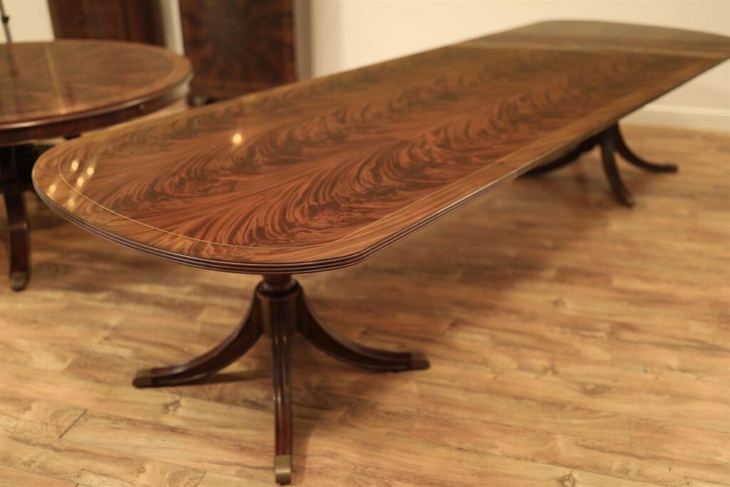 12 foot double pedestal dining table seats 14 people. Long-grain dining ...