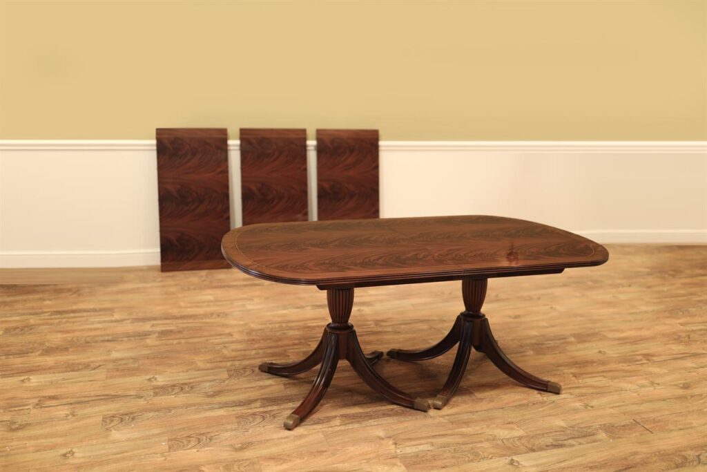 12 foot double pedestal dining table seats 14 people. Long-grain dining ...