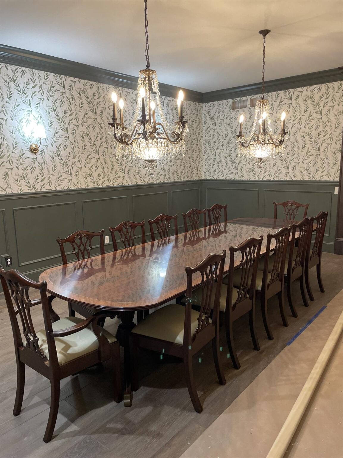 12 foot double pedestal dining table seats 14 people. Long-grain dining ...