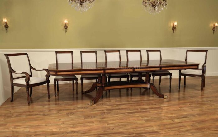 Extra large and wide mahogany dining table with self storing leaves and ...
