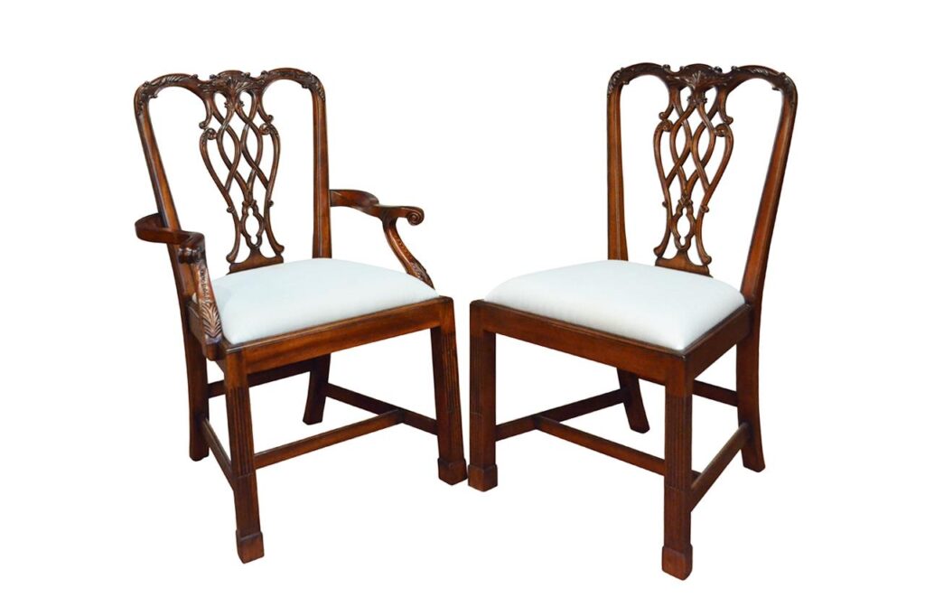 Straight leg Chippendale chairs with fluted legs