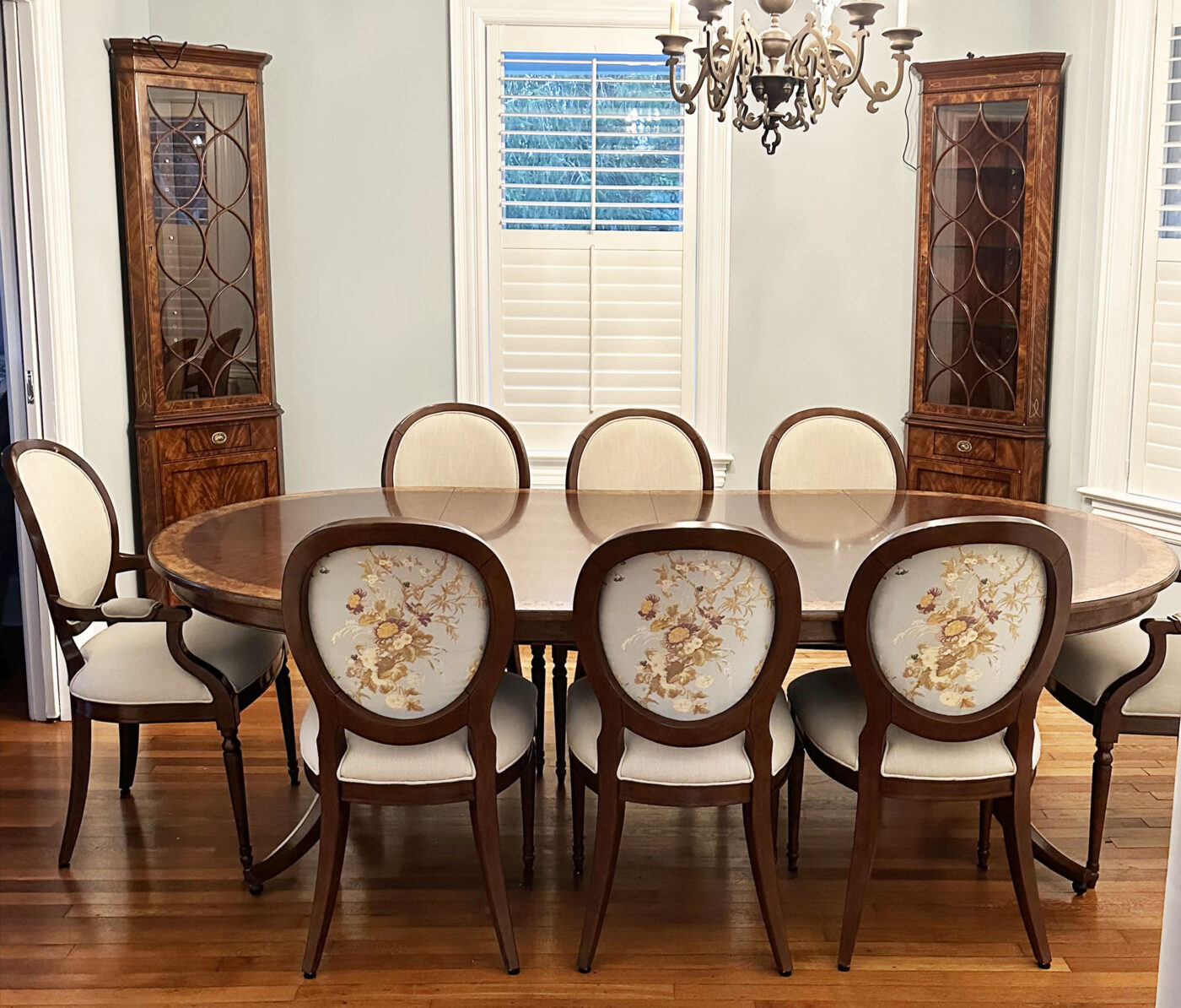Round Back Dining Chairs with Medium Walnut Finish