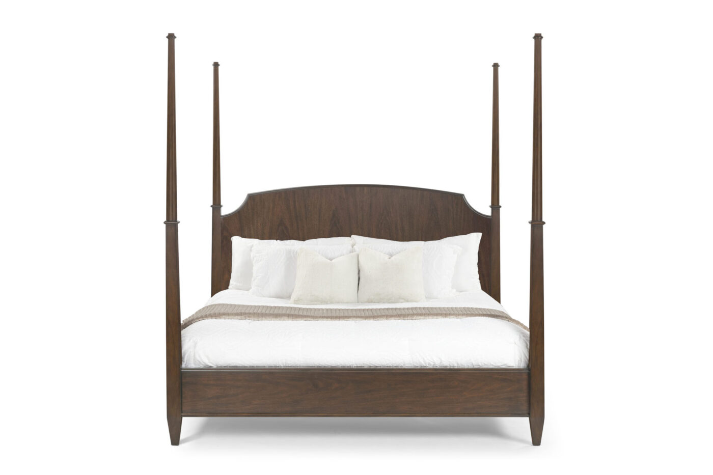 King Poster Bed Frame with Crown Mahogany Headboard