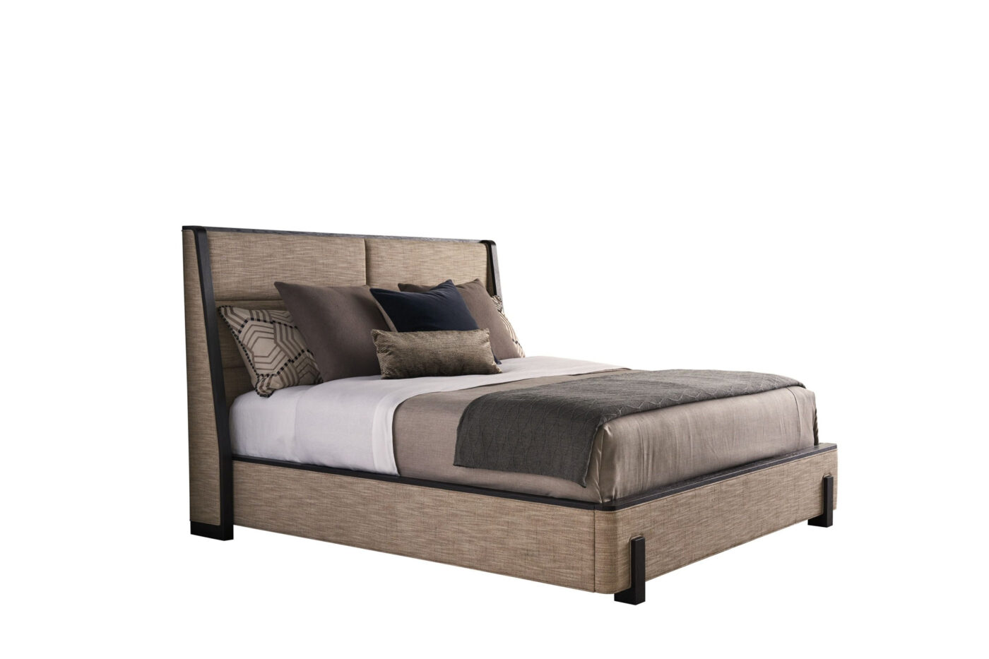 King Size Upholstered Bed with Headboard Footboard - A king-size ...