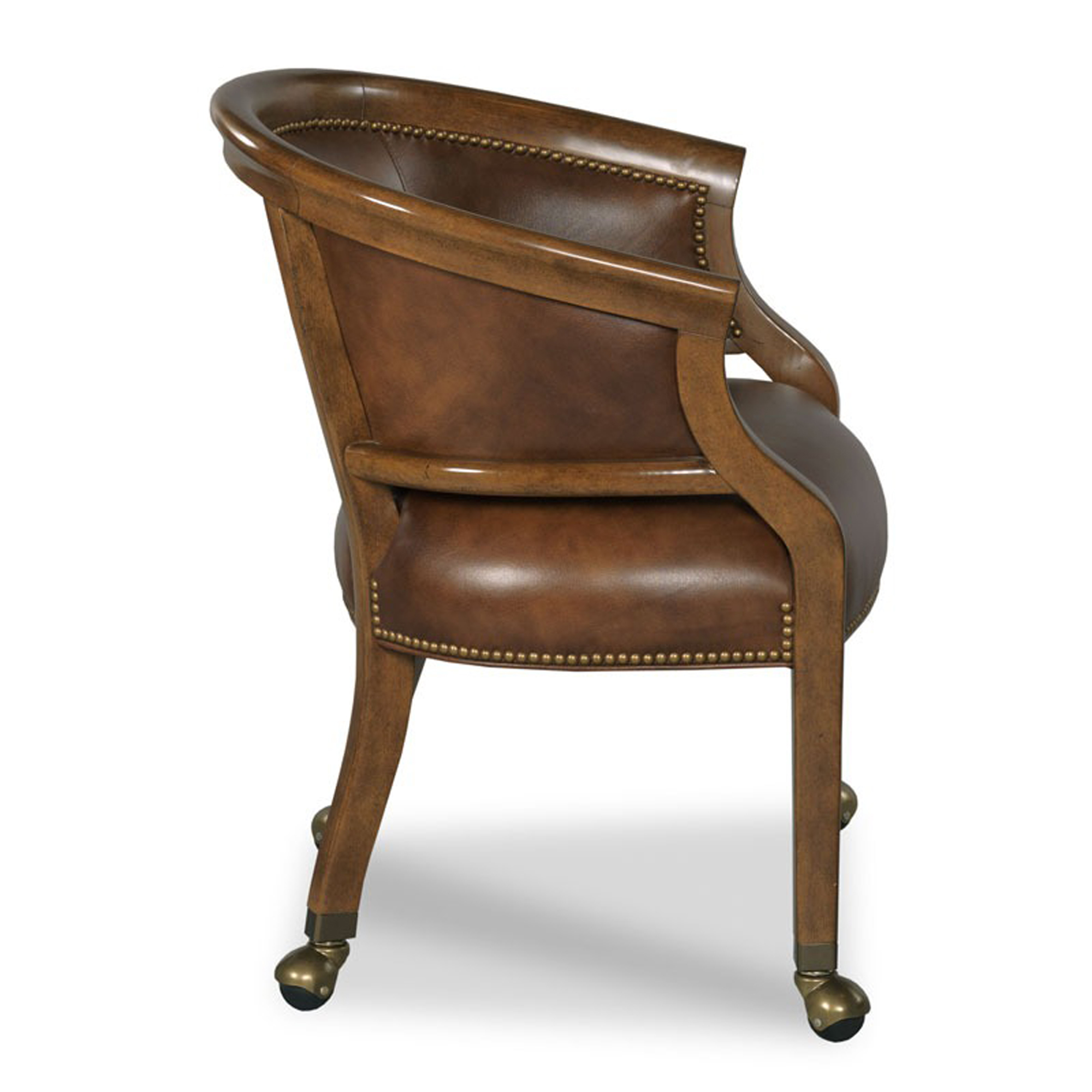 Curved Back Leather Club Chair or Game Chair with Casters - This chair ...