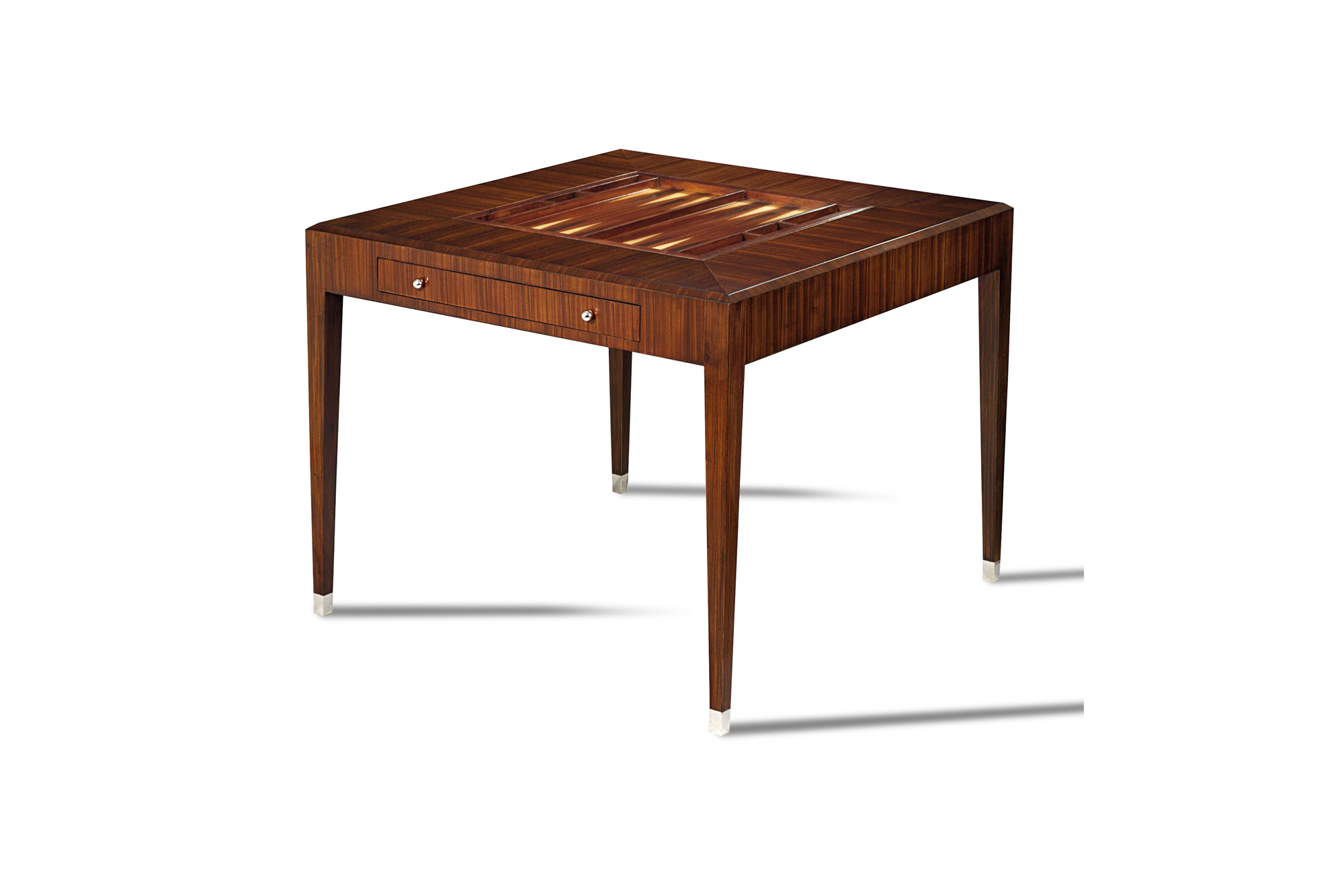Rosewood Reversible Backgammon and Chess Game Table Two Drawers Brass ...